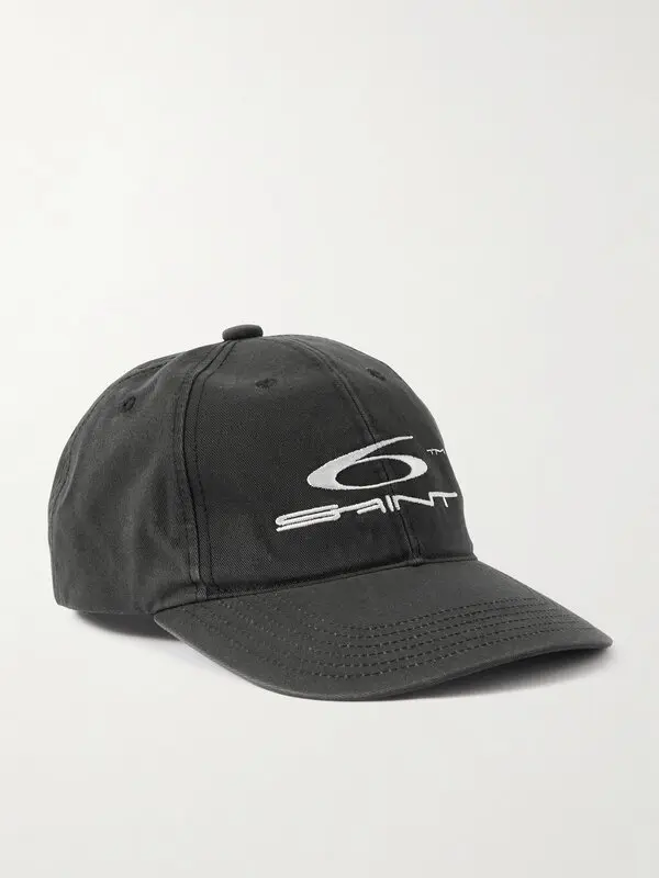 SAINT MXXXXXX Logo-embroidered Cotton-twill Baseball Cap - Black