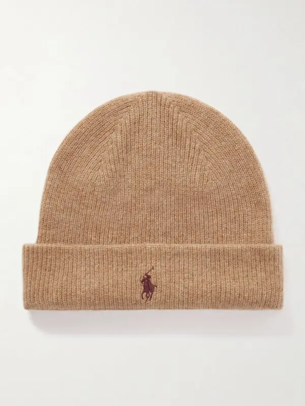 Polo Ralph Lauren Logo-embroidered Ribbed Cashmere Beanie - Brown