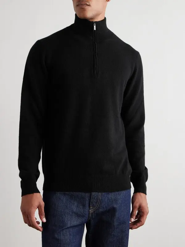 Massimo Alba Lima Cashmere Half-zip Sweater - Black