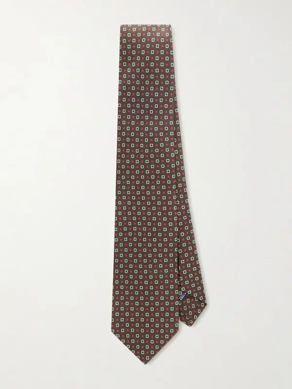 DRAKE'S 8cm Printed Silk Necktie - Burgundy