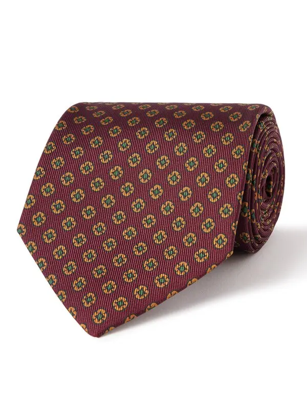 DRAKE'S 8cm Printed Silk Tie - Brown