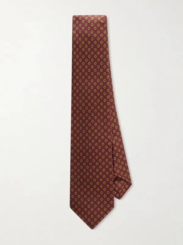 DRAKE'S 8cm Printed Silk Tie - Brown