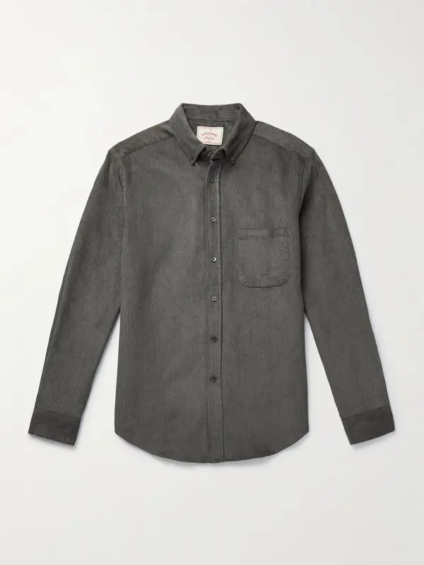 Portuguese Flannel Lobo 2.0 Button-down Collar Cotton-corduroy Shirt - Gray