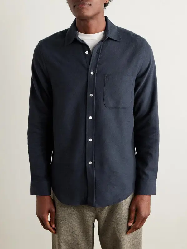 Portuguese Flannel Teca Brushed Cotton-twill Shirt - Blue