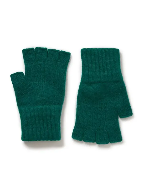 DRAKE'S Cashmere Fingerless Gloves - Green