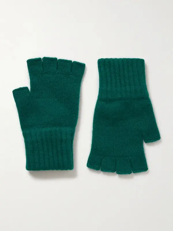 DRAKE'S Cashmere Fingerless Gloves - Green