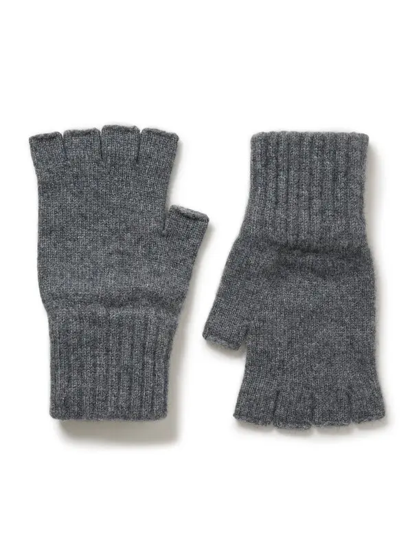 DRAKE'S Cashmere Fingerless Gloves - Gray