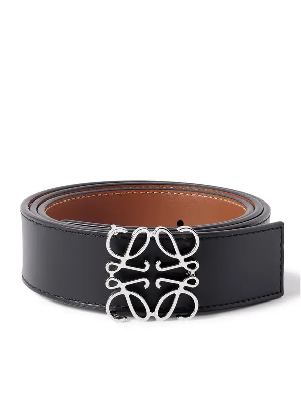 Loewe Anagram 3.5cm Reversible Leather Belt - Black