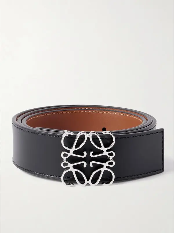 Loewe Anagram 3.5cm Reversible Leather Belt - Black