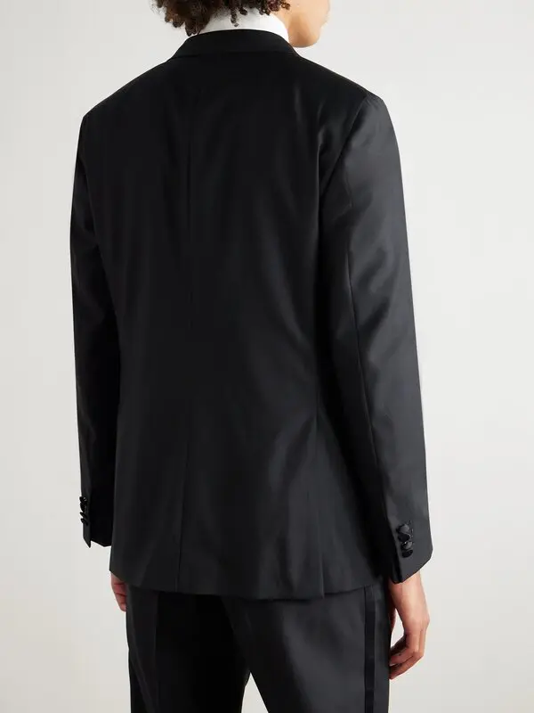 Boglioli Satin-trimmed Virgin Wool-blend Tuxedo Jacket - Black