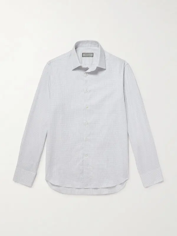 Canali Checked Cotton-poplin Shirt - White