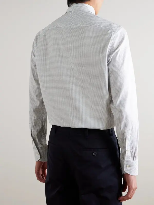 Canali Checked Cotton-poplin Shirt - White