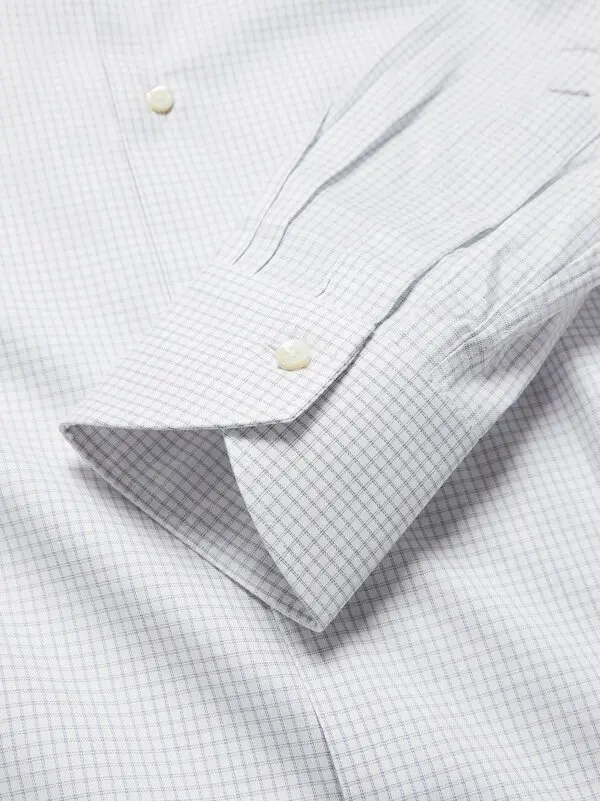 Canali Checked Cotton-poplin Shirt - White