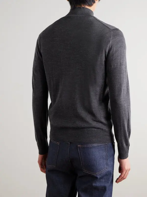 Canali Wool Zip-up Cardigan - Gray