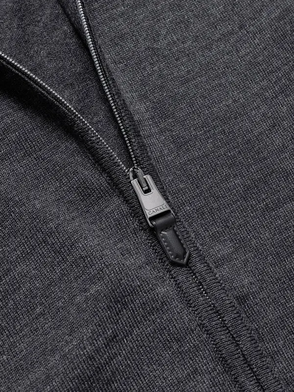 Canali Wool Zip-up Cardigan - Gray