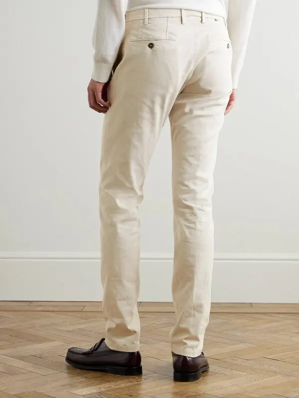 Canali Slim-fit Straight-leg Garment-dyed Stretch-cotton Twill Chinos - Neutrals