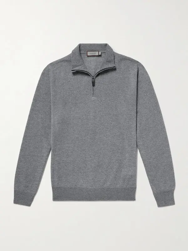 Canali Wool Half-zip Sweater - Gray