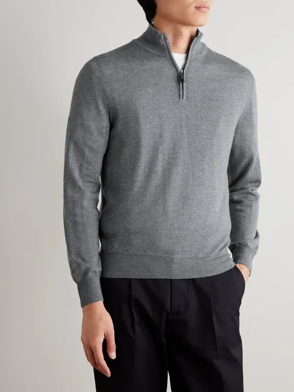 Canali Wool Half-zip Sweater - Gray