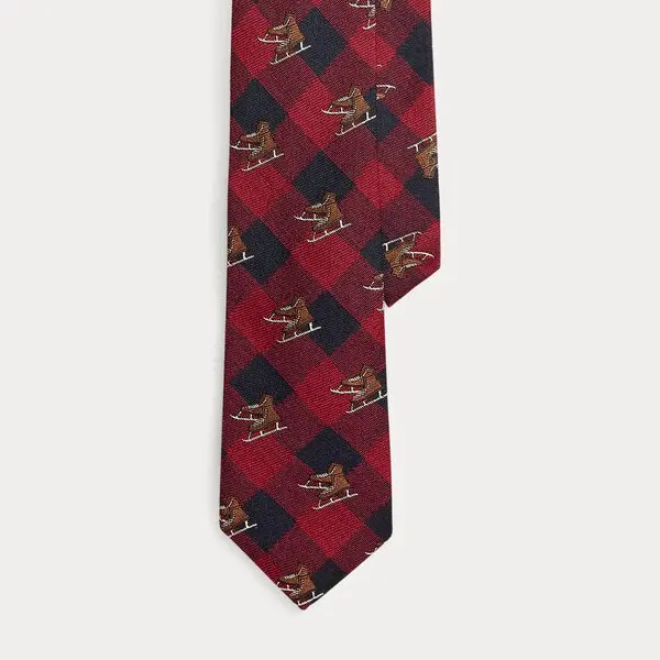Ralph Lauren Ice Skate-motif Checked Tie - Buffalo Check Red