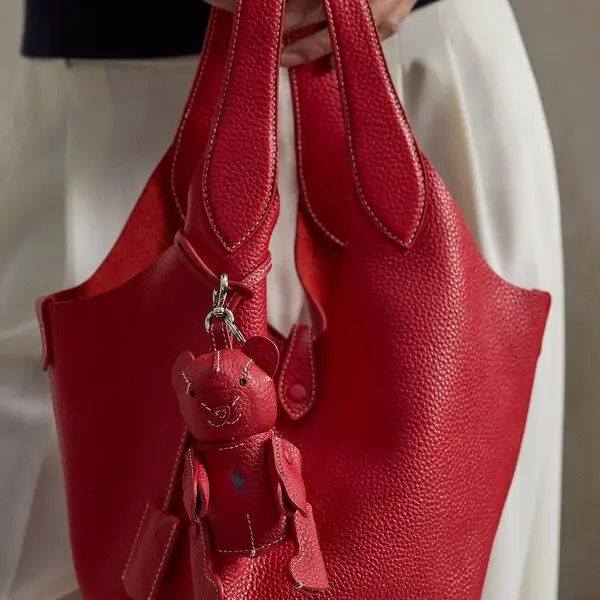 Ralph Lauren Polo Bear Leather Bag Charm - Cherry