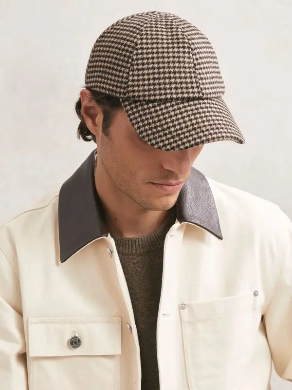 REISS Wool-blend Houndstooth-check Cap