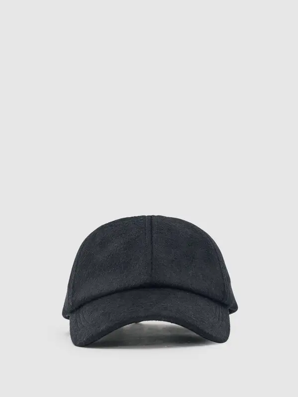 REISS Wool-blend Baseball Cap - Navy