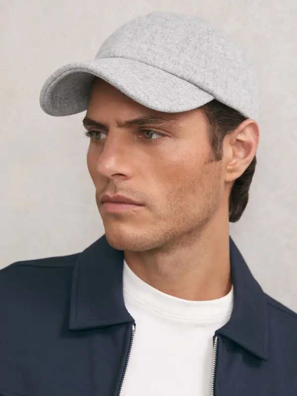 REISS Wool-blend Baseball Cap - Soft Grey