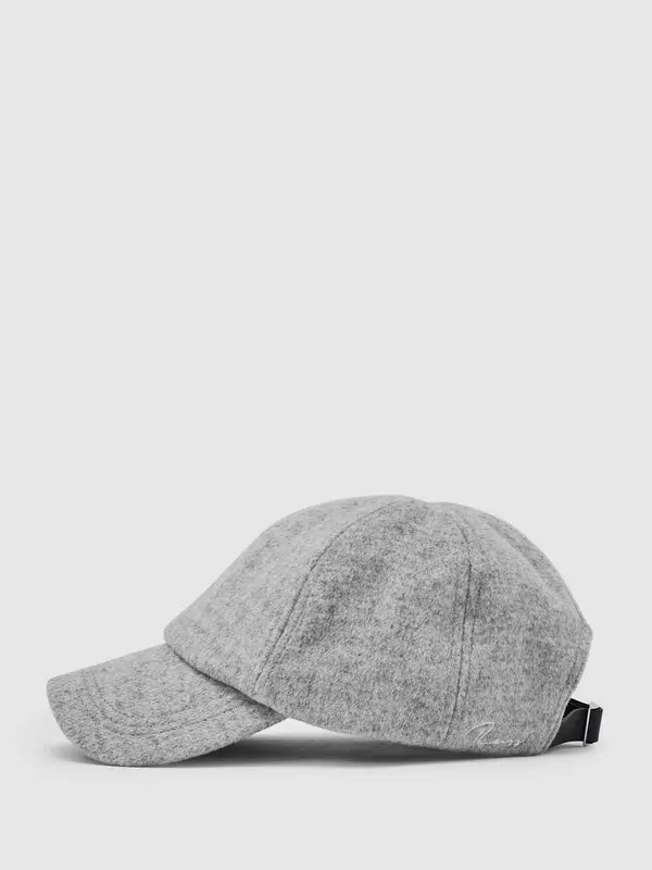 REISS Wool-blend Baseball Cap - Soft Grey