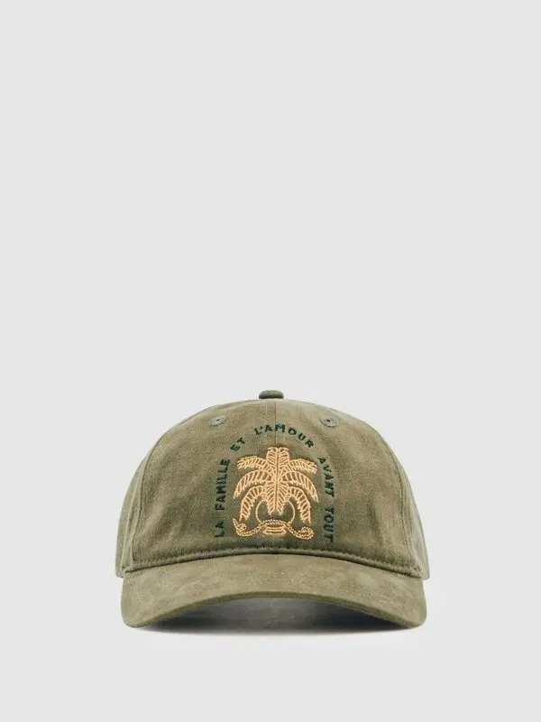 LES DEUX Cotton Cap With Embroidered Motif - Lichen Green