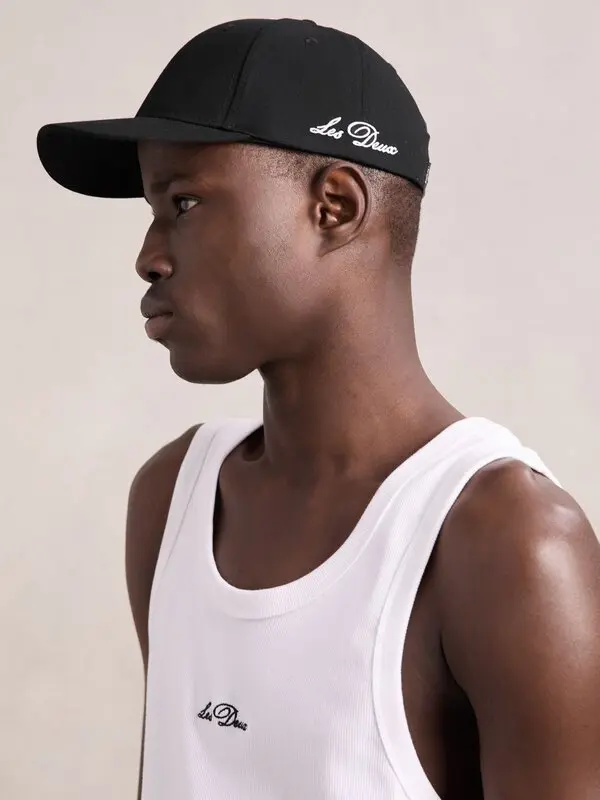 LES DEUX Cotton Logo Baseball Cap - Black