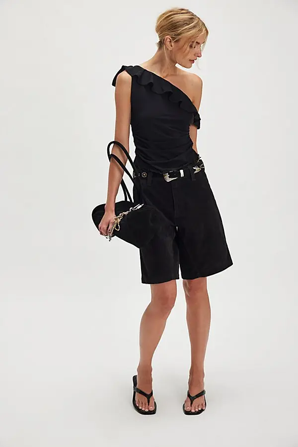 Free People Isla Off-the-shoulder Ruched Sleeveless Top - Black