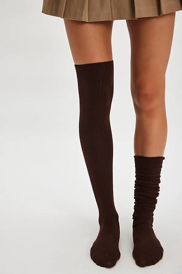 Free People Viola Over-the-knee Socks - Chocolate