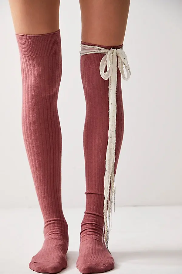 Free People Viola Over-the-knee Socks - Rose