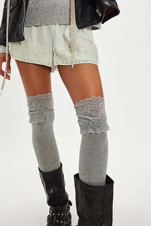 Free People Lace Trim Over-the-knee Socks