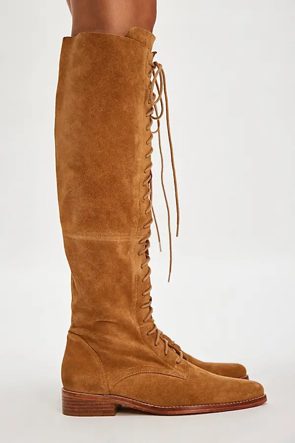 Free People Davey Over-the-knee Lace-up Boots - Camel