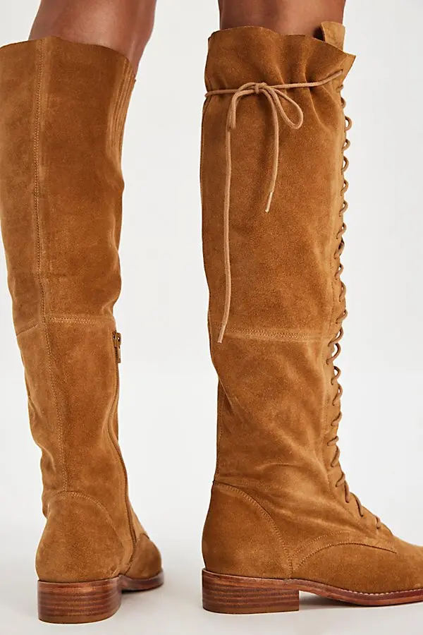 Free People Davey Over-the-knee Lace-up Boots - Camel