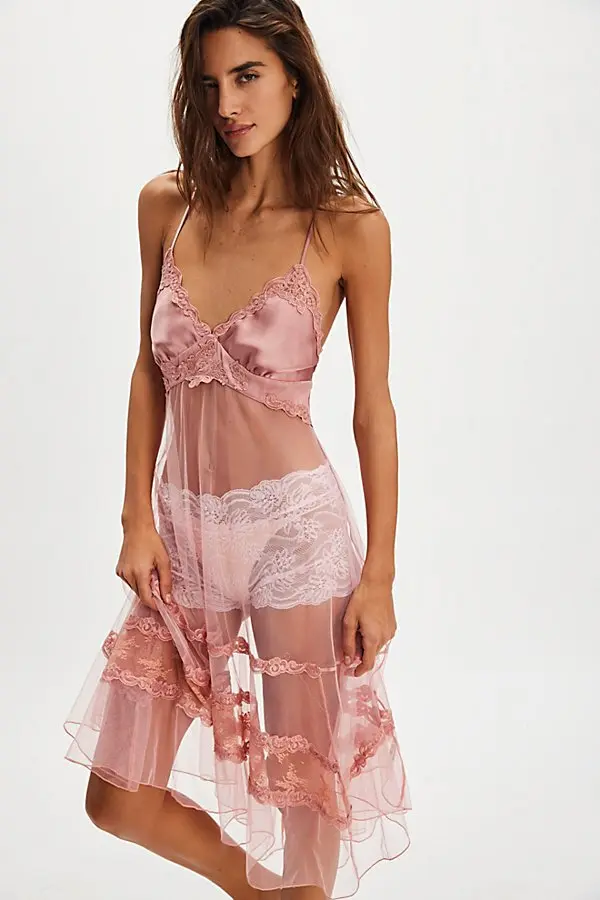 Free People Intimately Midi Slip - Old Rose