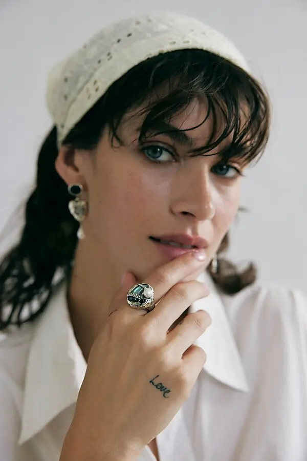 Pamela Love Fp X Astra Ring - Silver Lab Pearl Onyx