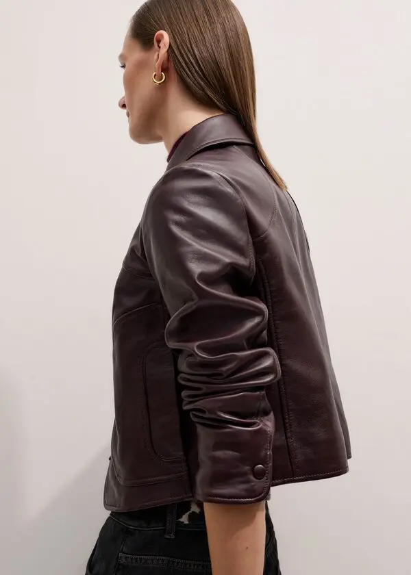 ME+EM Curved Seam Leather Jacket