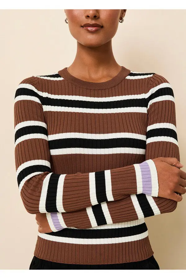 Solid & Striped Ribbed Knit Top - Stripe