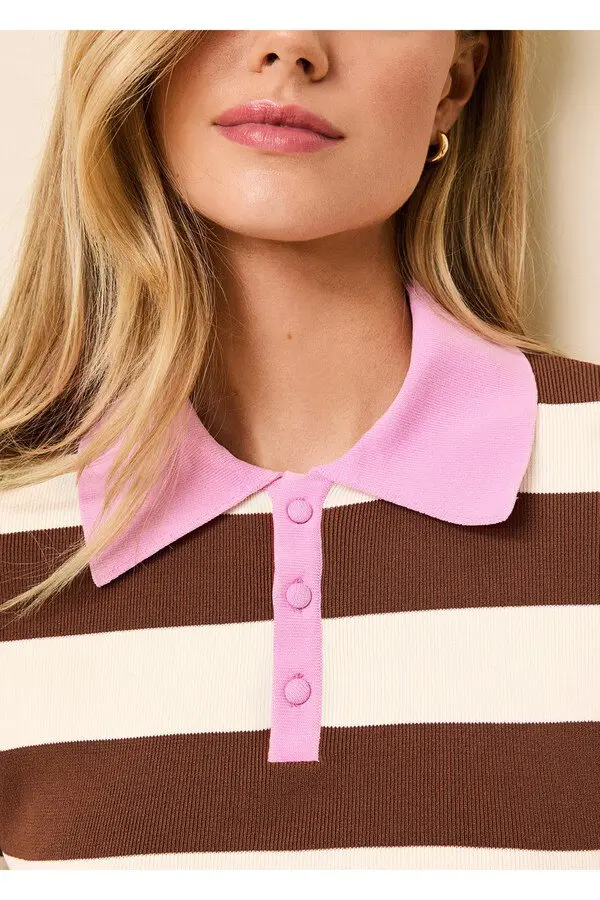 Solid & Striped Debra Striped Polo Top