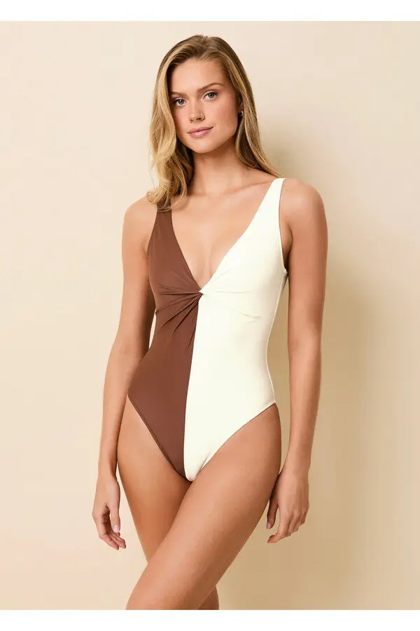Solid & Striped Enza Color Block One-piece Swimsuit - Natural