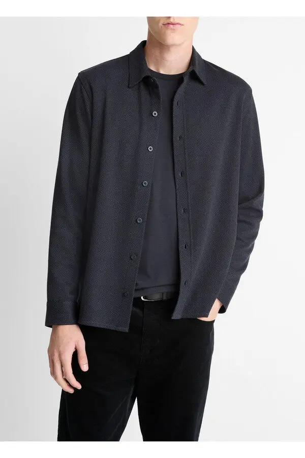 Vince Herringbone Cotton-blend Shirt - Blue
