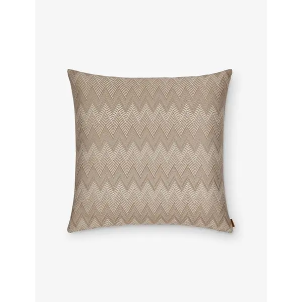 Missoni Brest Zigzag-pattern Woven Cushion 50cm X 50cm - Beige/white