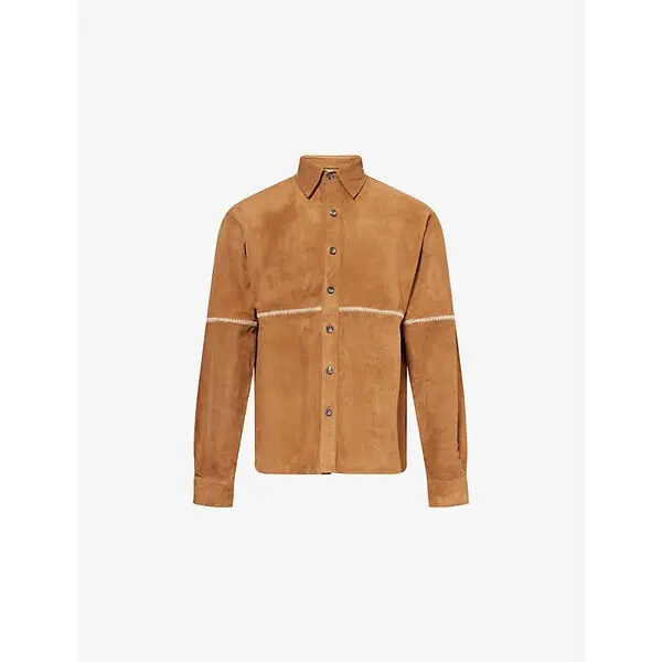 KARTIK RESEARCH Rabari Suede Shirt - Tan/ecru