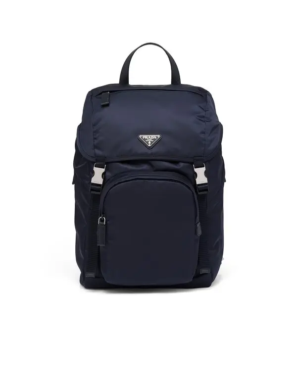 Prada Re-nylon And Saffiano Leather Backpack - Navy