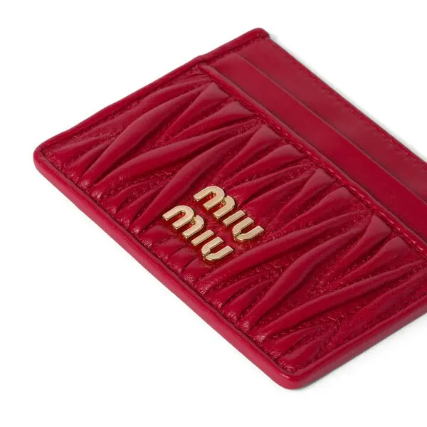 Miu Miu Matelassé Nappa Leather Card Holder - Red