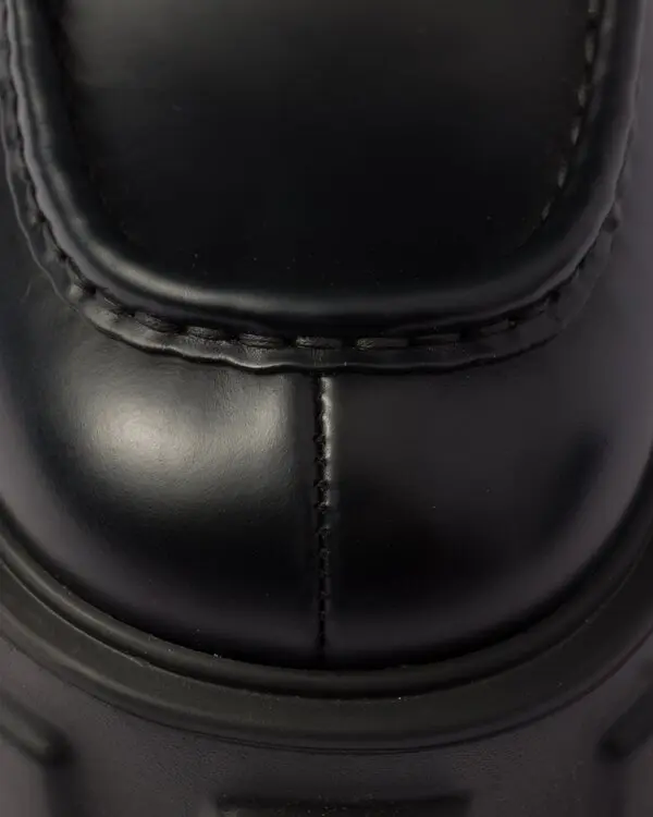 Prada Brushed Leather Monolith Loafers - Black