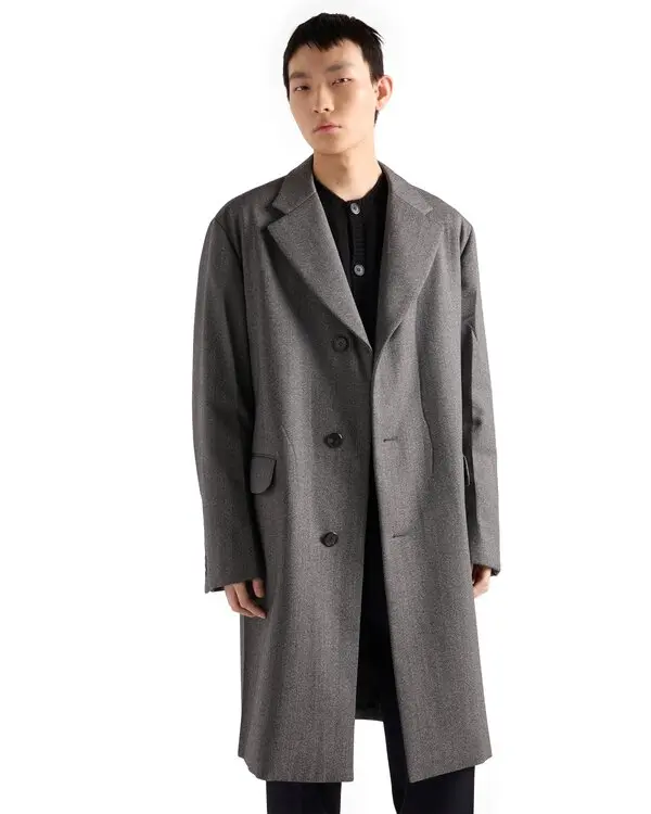 Prada Single-breasted Wool Coat - Grey
