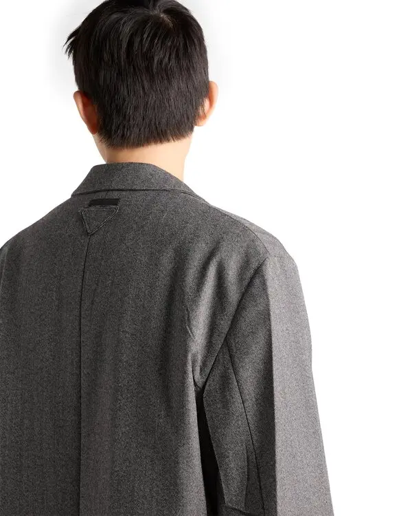Prada Single-breasted Wool Coat - Grey